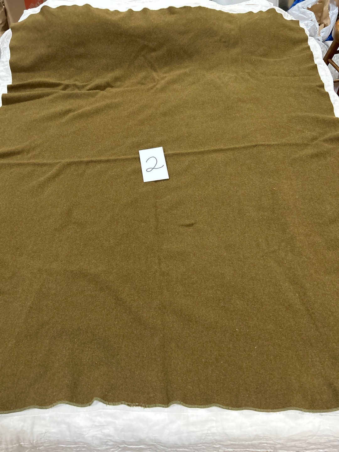 Army All Wool Military Army Green Two Blankets. Each Measures Aprox 75 ...
