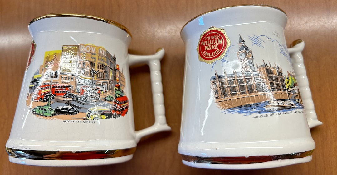Collectable Royal Prince William Ware Pair of Mugs With 22 Carat Gold ...