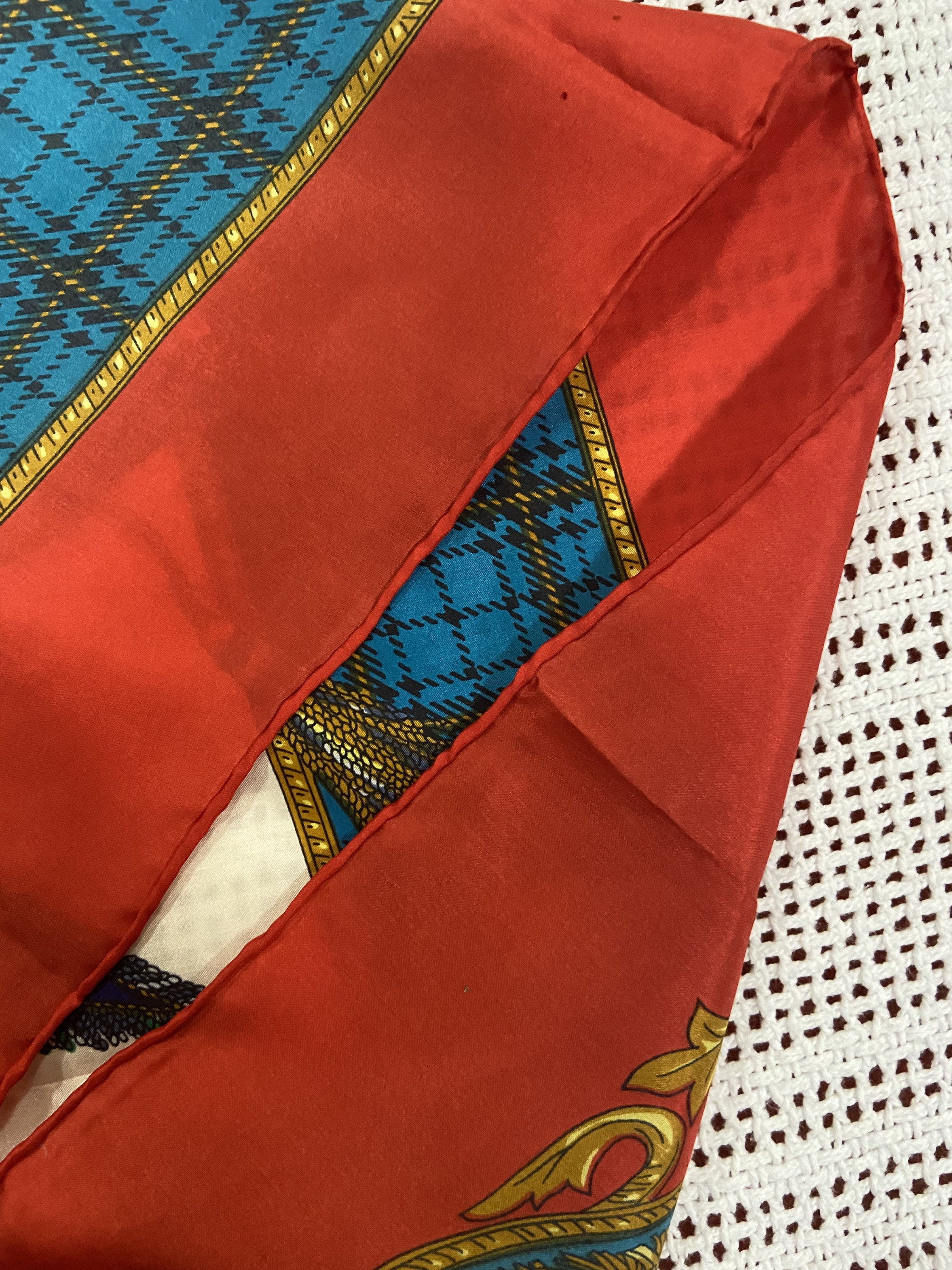 Beautiful Vintage Teal Red and Gold Hand Rolled Spanish Silk - Etsy