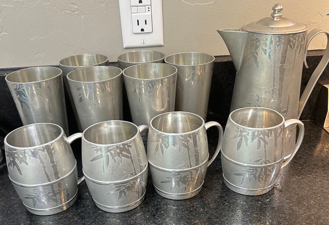 Asian TIN Marked/a Rare Barware Serving Set Apparently Made of a Heavy ...