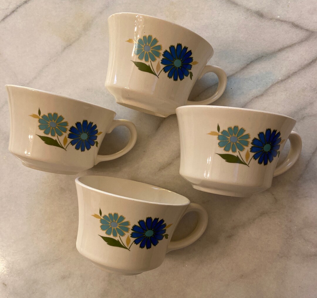 MCM Ironstone Cups. Set of Four Flower Power USA MCM Era Ceramic ...