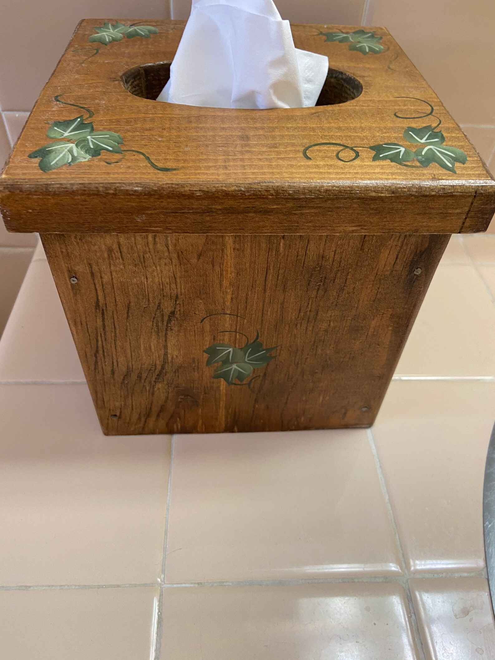 Nice Handmade Wooden Tissue Dispenser With Tole Painted Bird and Her ...
