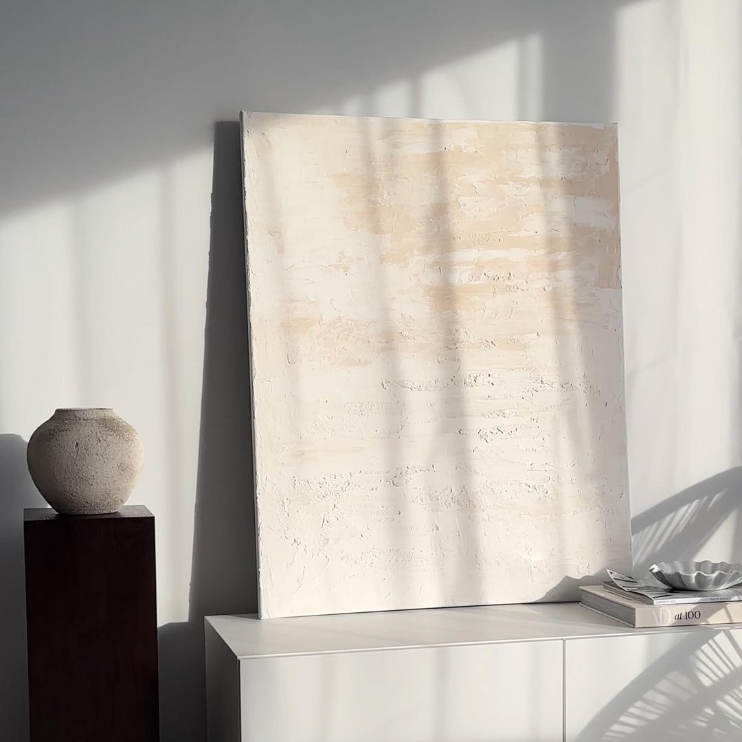 Textured Abstract Painting 80x100 Cm, Neutral Structural Wall Art ...