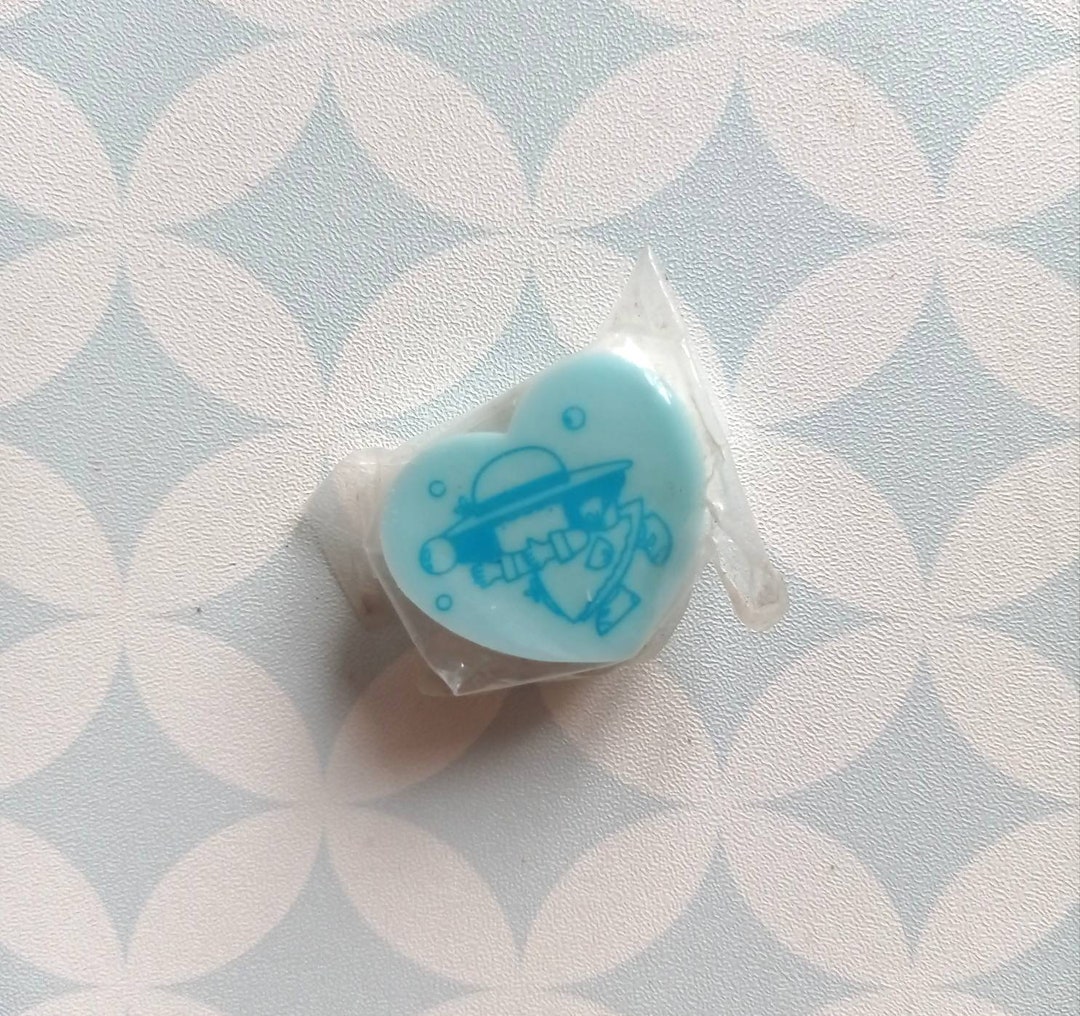 80s Vintage Gakken Tiny Candy Blue Heart-shapped Eraser New - Etsy