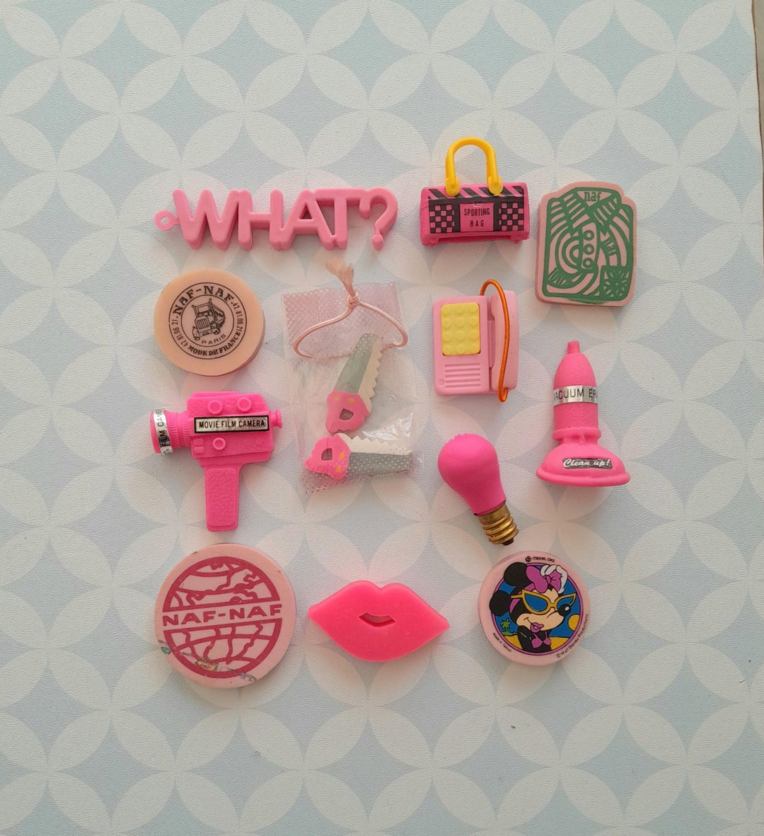 80s Vintage Set of 12 Erasers Pink - Etsy