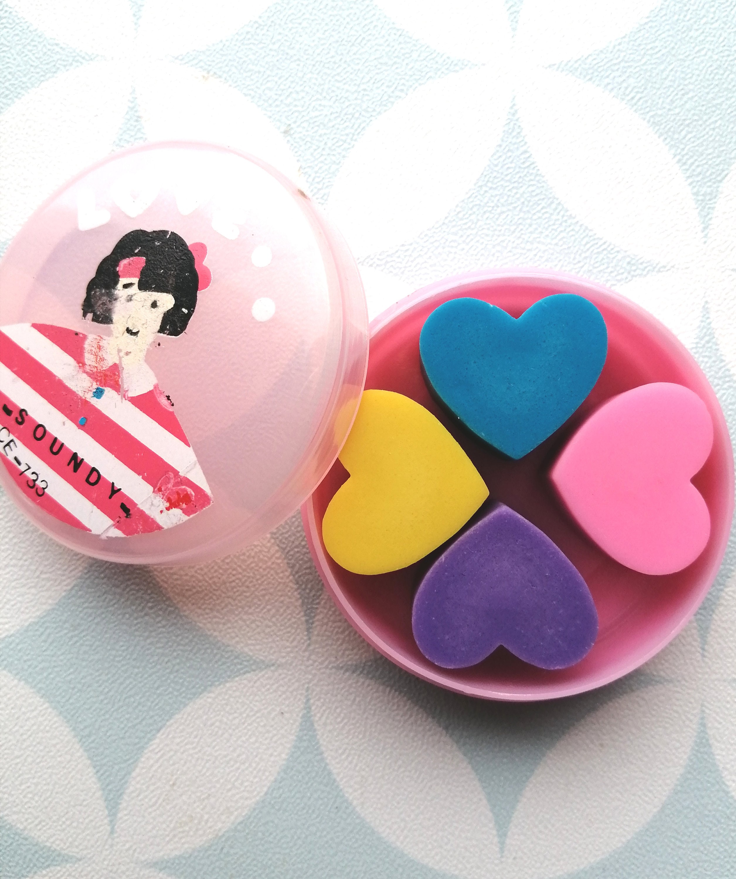 80s Vintage Eraser rubber gomme Soundy 4 hearts in pink | Etsy