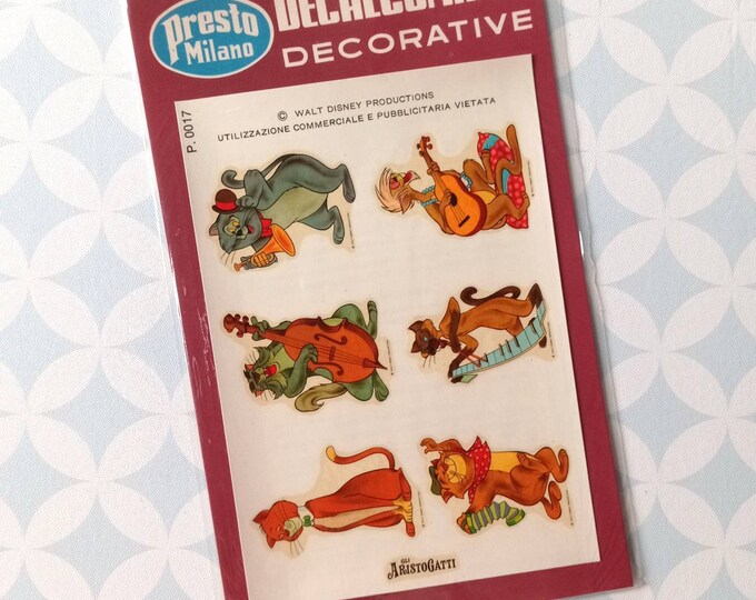 70s / 80s Vintage Presto Milano Disney the Aristocats Set of 6 Rub Down ...