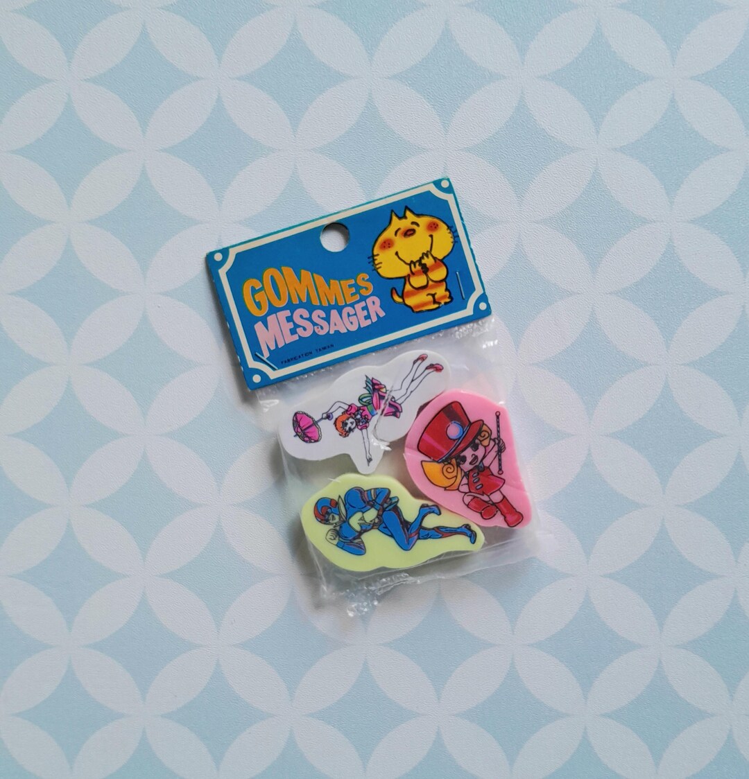 80s Vintage Set of 3 Erasers in Their Original Packaging - Etsy