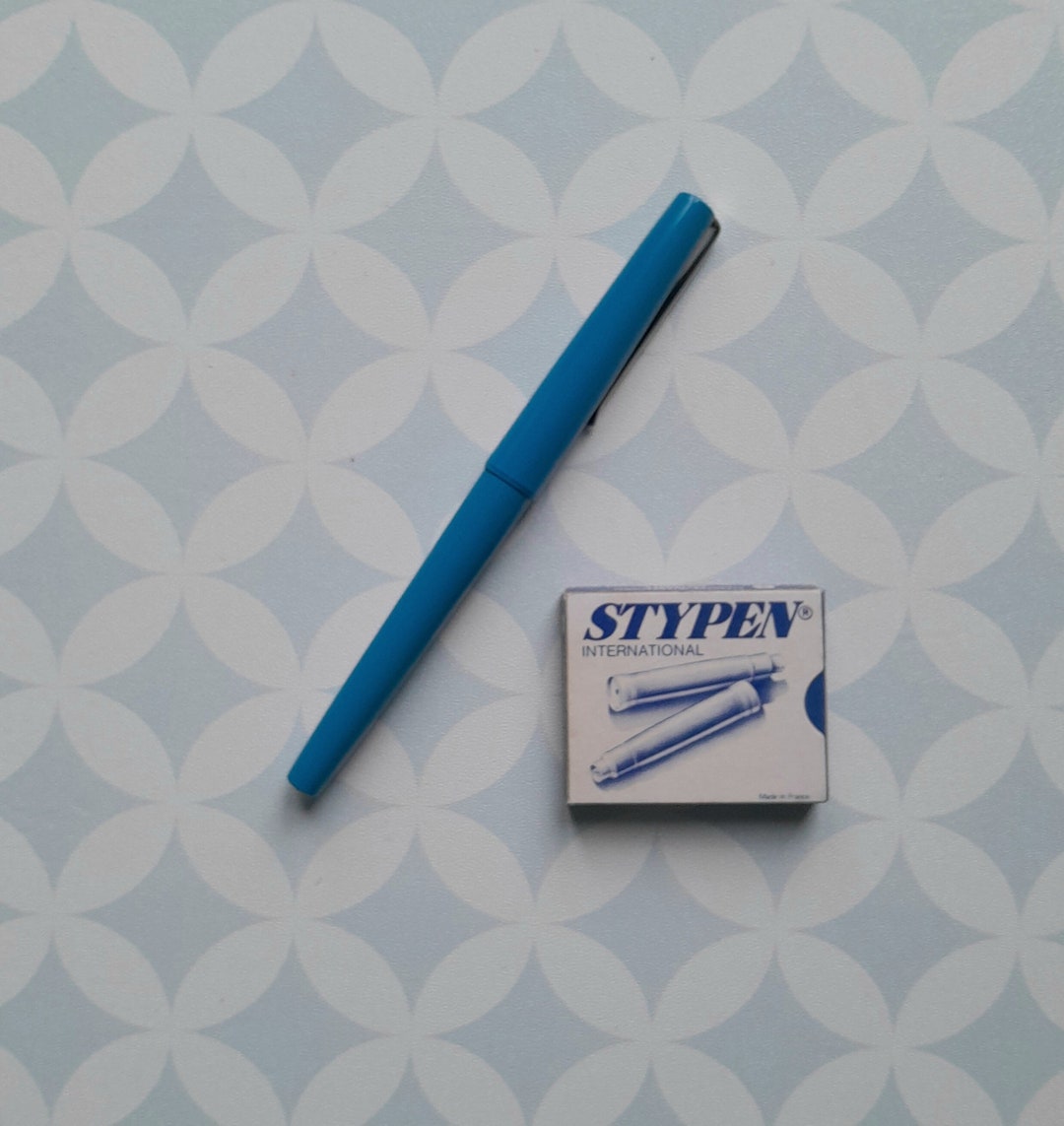 80s Vintage Stypen Blue Plastic Fountain With 6 Ink Cartridges - Etsy
