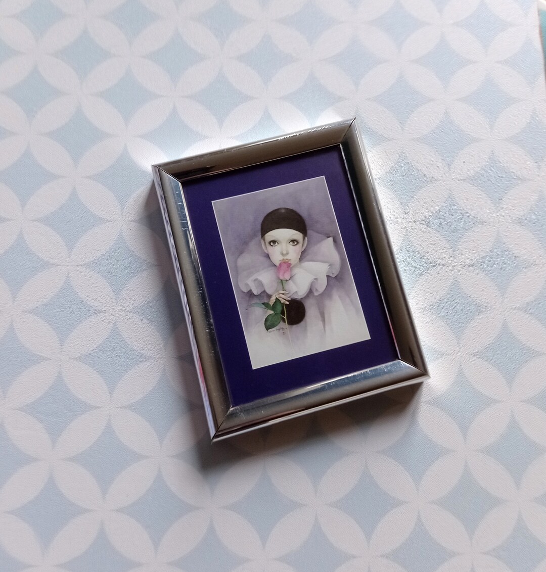 80s Vintage Mira Fujita Pierrot Love Silver Plastic Frame With an ...