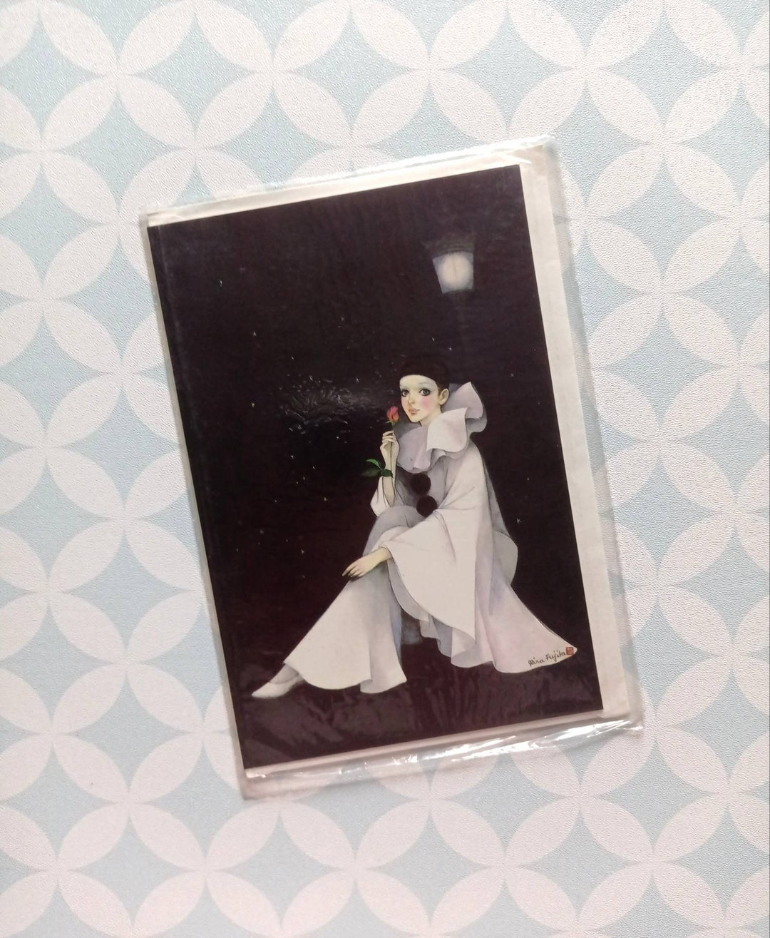 80s Vintage Michel Oks Pierrot Love Mira Fujita Greeting Card With ...