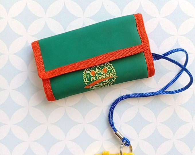 80s Vintage Green and Orange Nylon Canvas Coin Purse With Key Ring - Etsy