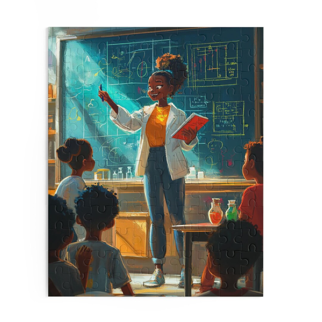 African American Inspiring Teacher Puzzle, Kids Educational Gift ...