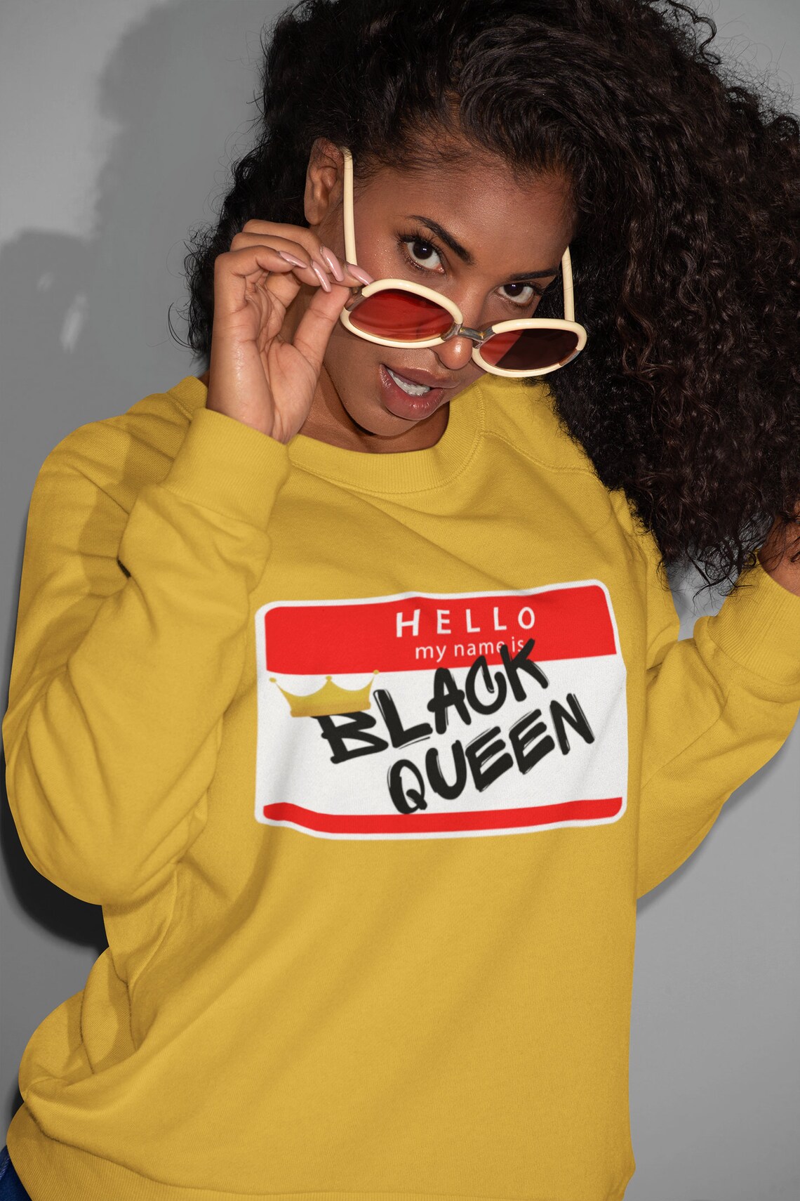 Hello My Name is Black Queen Sweatshirt Black Girl Magic | Etsy