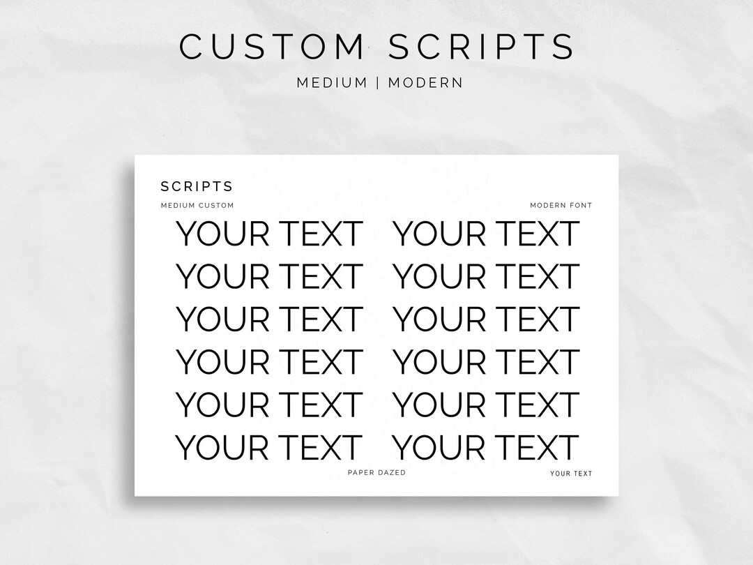 MEDIUM 10mm Custom Scripts - MODERN Font, Custom Stickers for Planners and Journals, Customized ...