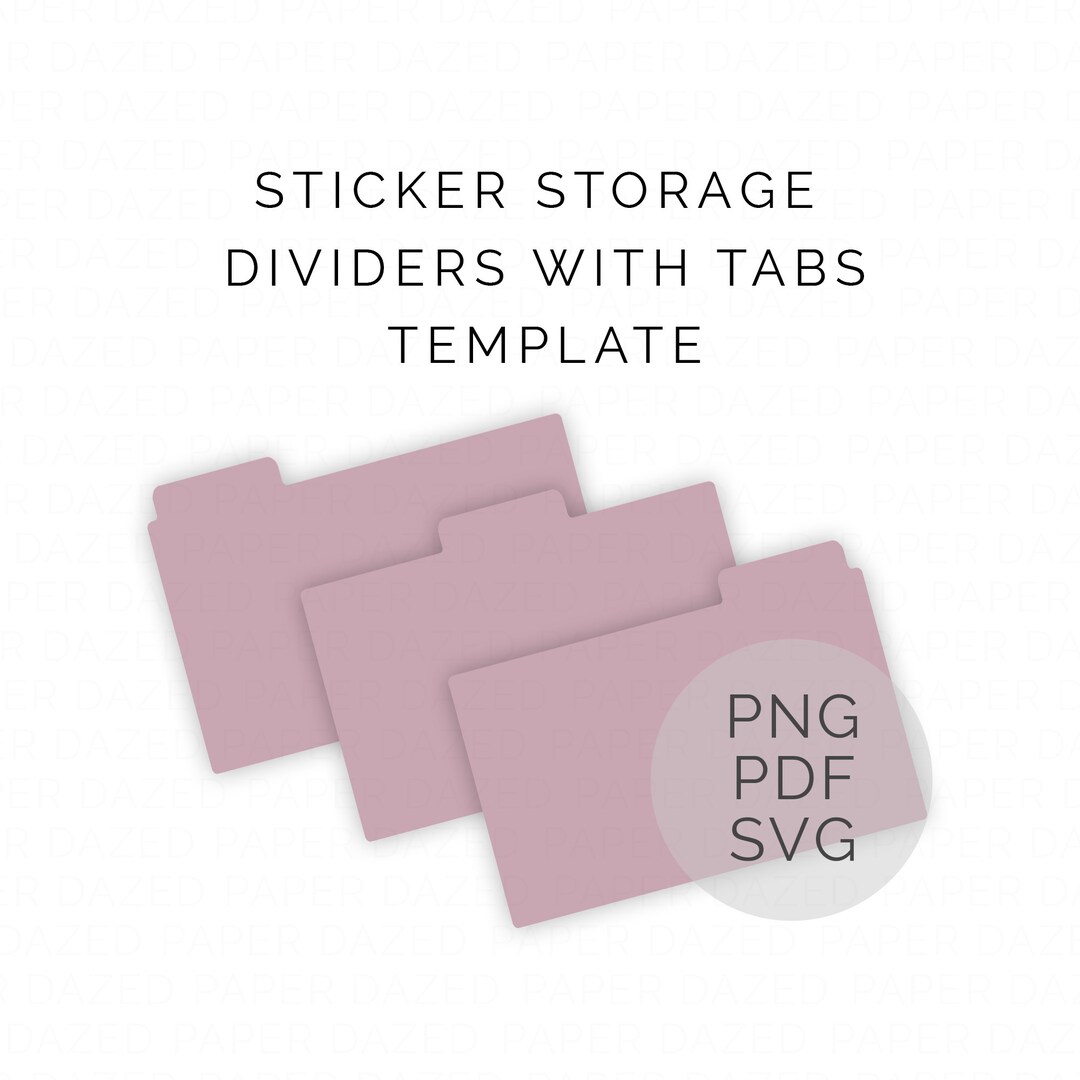 Sticker Storage Dividers With Tabs Template DIGITAL DOWNLOAD, Dividers ...
