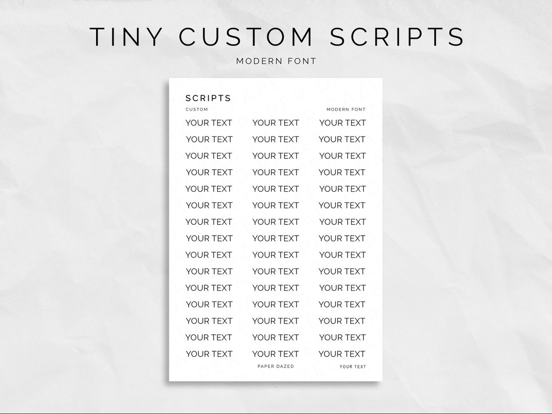 TINY Custom Scripts - MODERN Font | Custom Stickers for Planners and ...