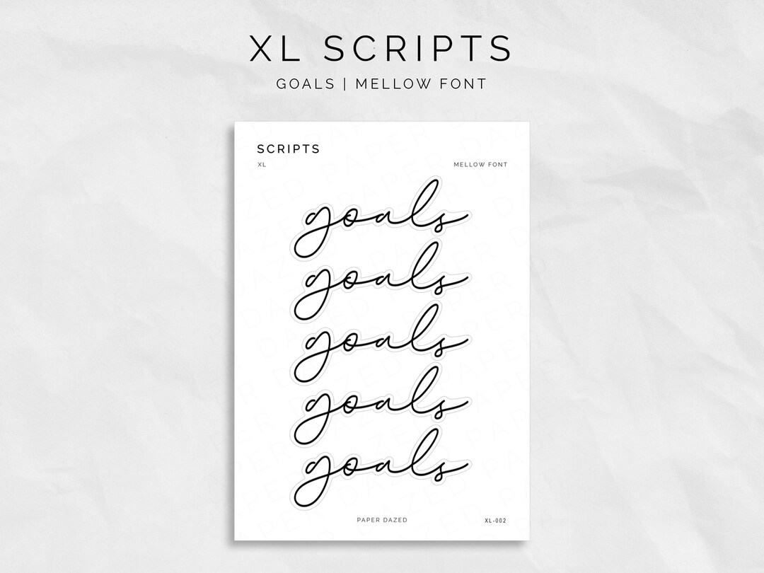Goals XL Script Sticker in MELLOW Font Large Header Stickers for Title ...