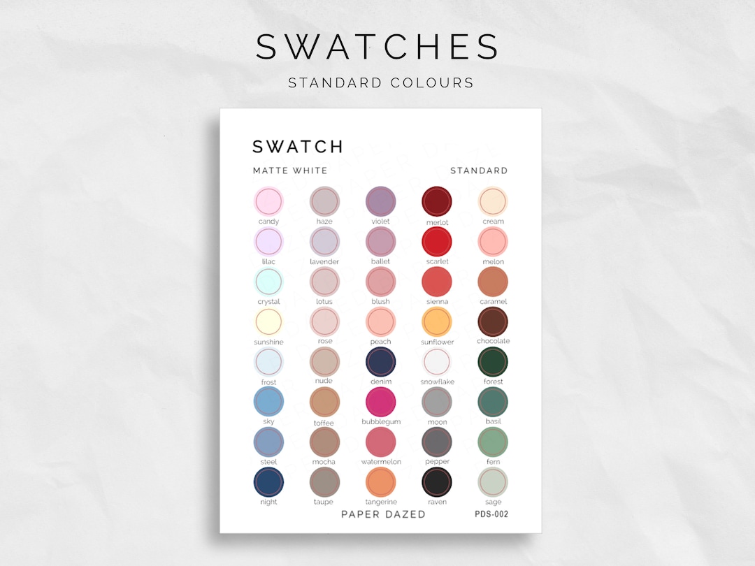 Color Swatch Sticker Sheet: Matte Translucent Planner Stickers - Etsy ...