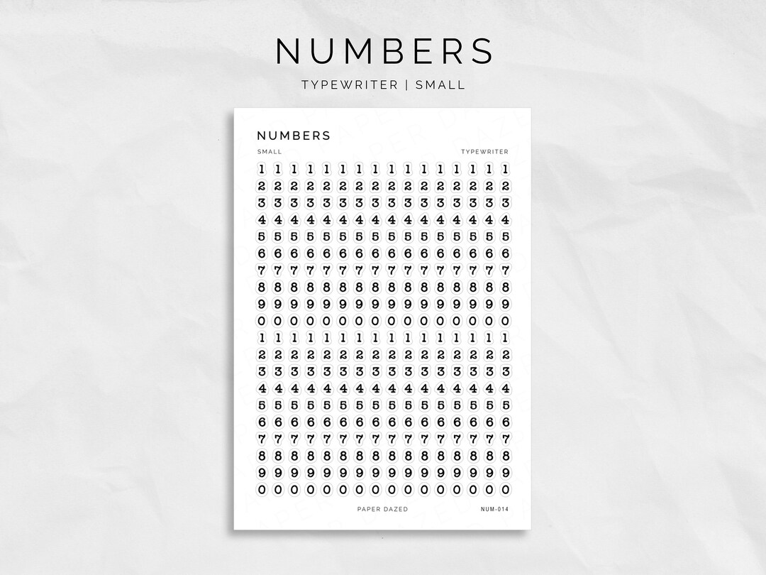 TINY Typewriter Numbers, Lettters and Numbers Sticker Sheet for ...