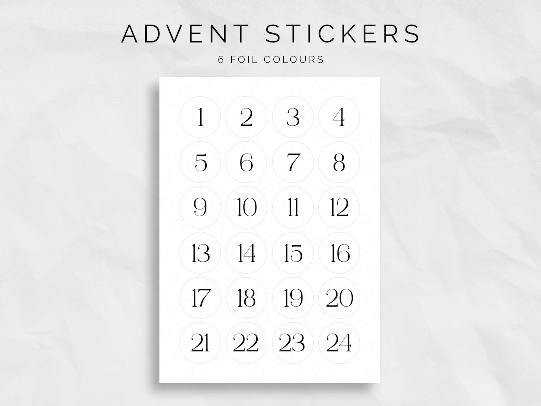 24 Advent Calendar Number Stickers, 24 Circle Number Stickers for ...