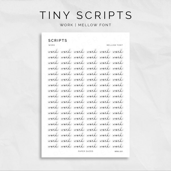 Tiny Work Script Stickers - Etsy