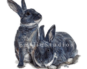 Blue Holicer Rabbit Art Print - Etsy