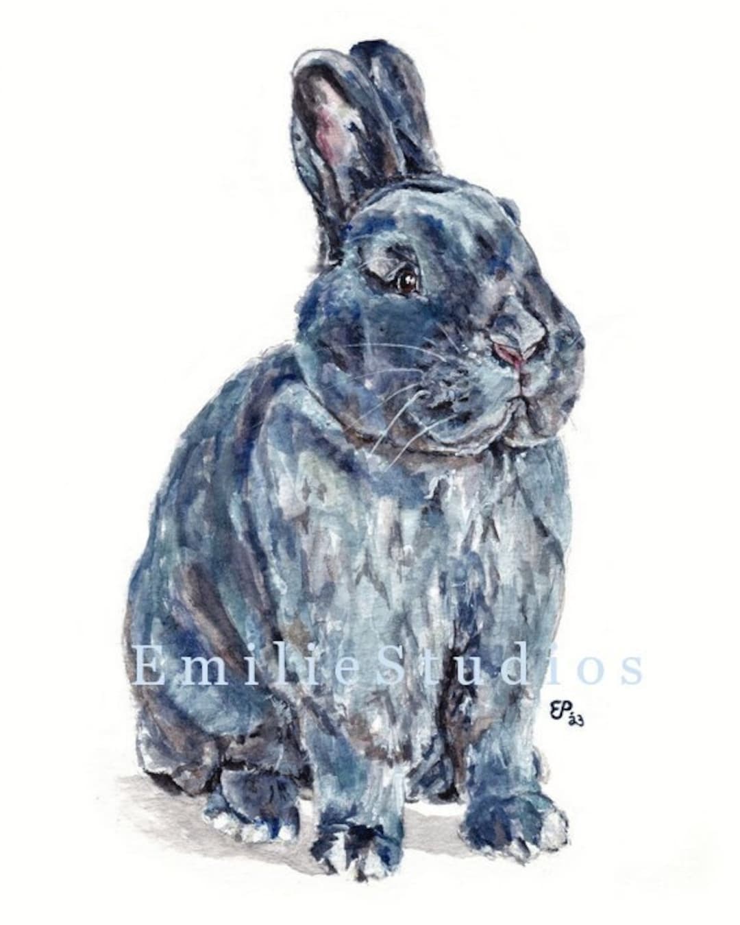 Blue Holicer Rabbit Art Print - Etsy