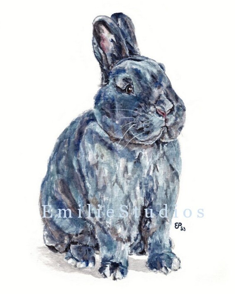 Blue Holicer Rabbit Art Print - Etsy