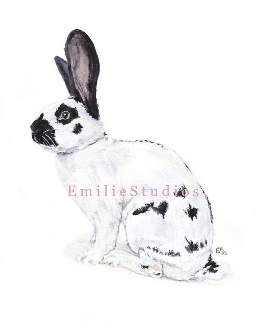 Giant Papillon Rabbit Watercolor Print - Etsy