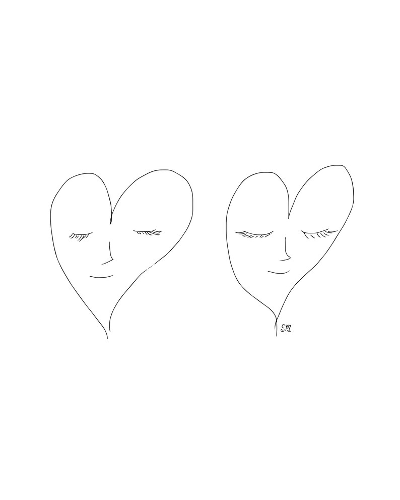 Line Art Printable Love Face Drawing - Etsy