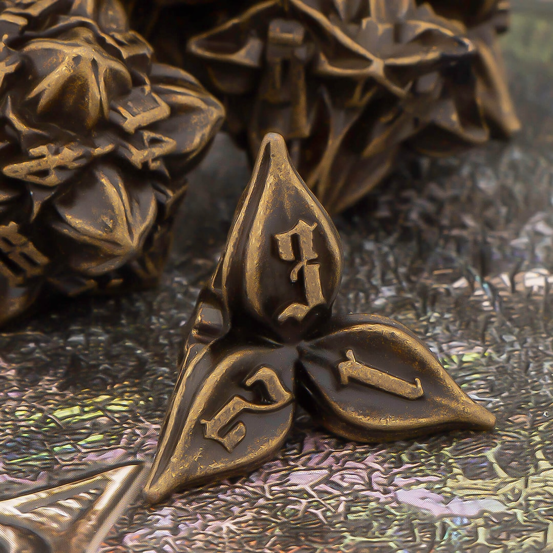 Flower Design DND Metal Dice Set, Polyhedral Dice Set for Role Playing ...