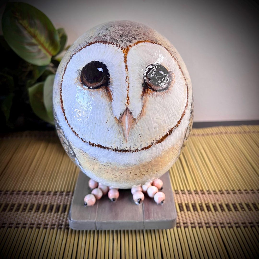 Baby Barn Owl - Hand Painted Ostrich Egg - Etsy