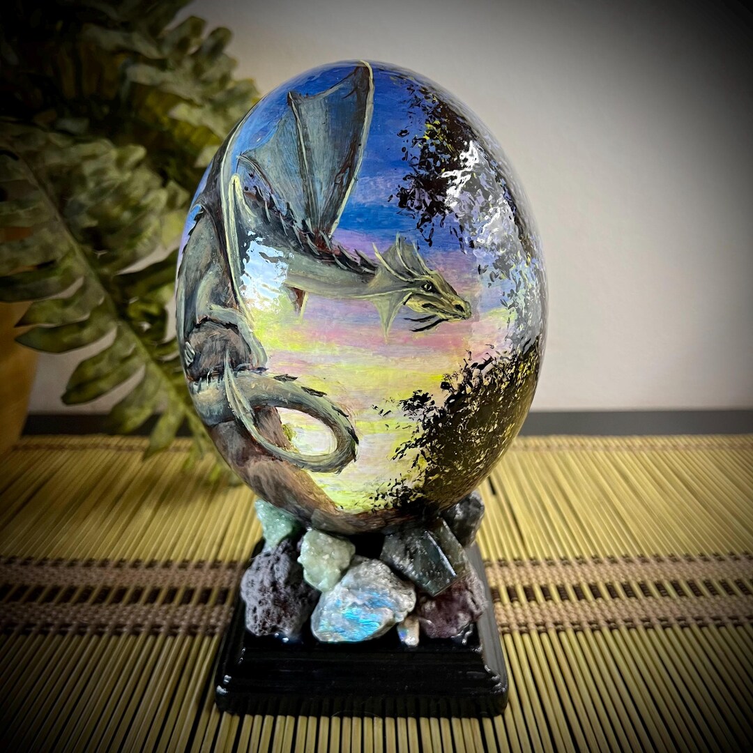 Dawn Dragon - Hand Painted Ostrich Egg - Etsy