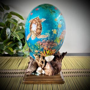 Sea Turtles - Hand Painted Ostrich Egg - Etsy