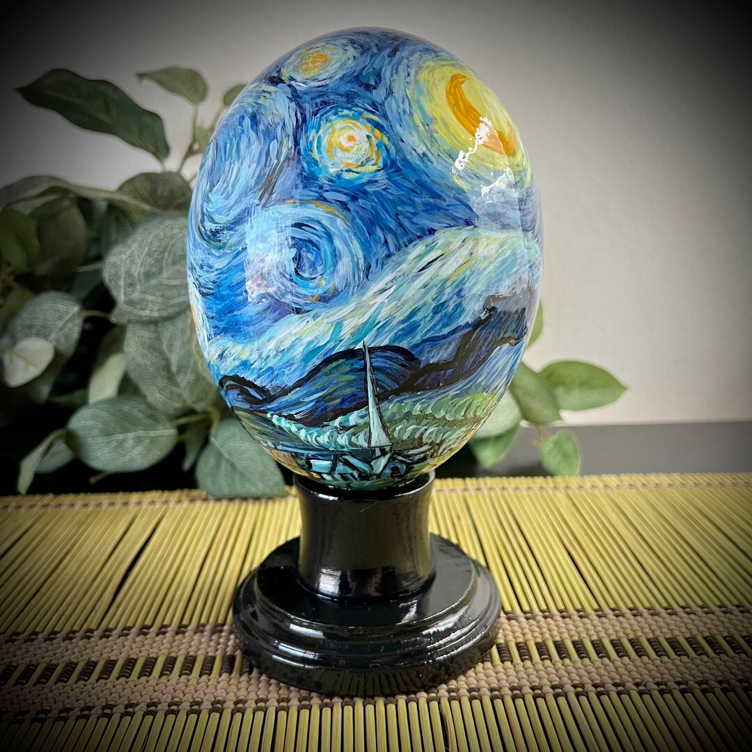 The Starry Night Hand Painted Ostrich Egg - Etsy