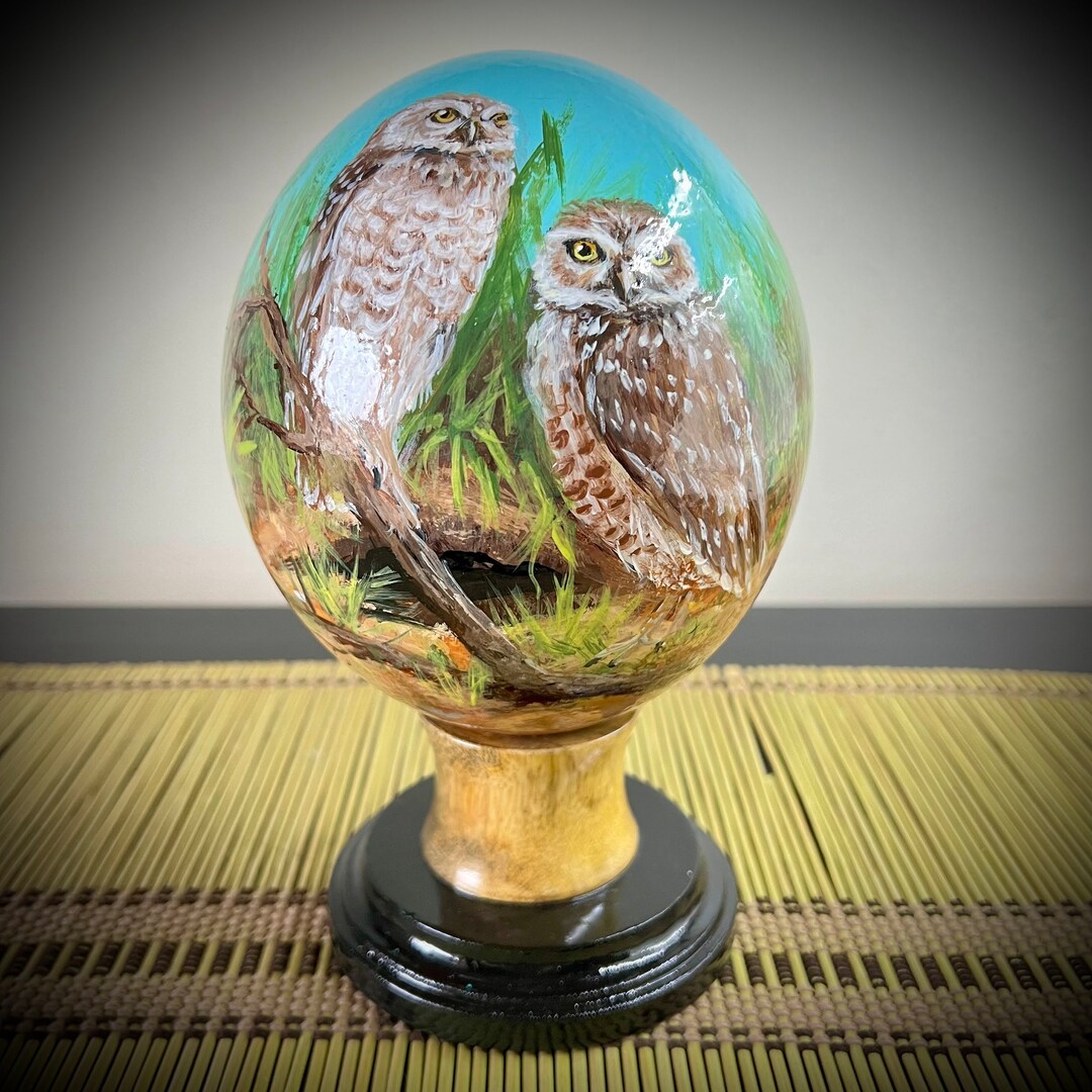 Burrowing Owls - Hand Painted Ostrich Egg - Etsy