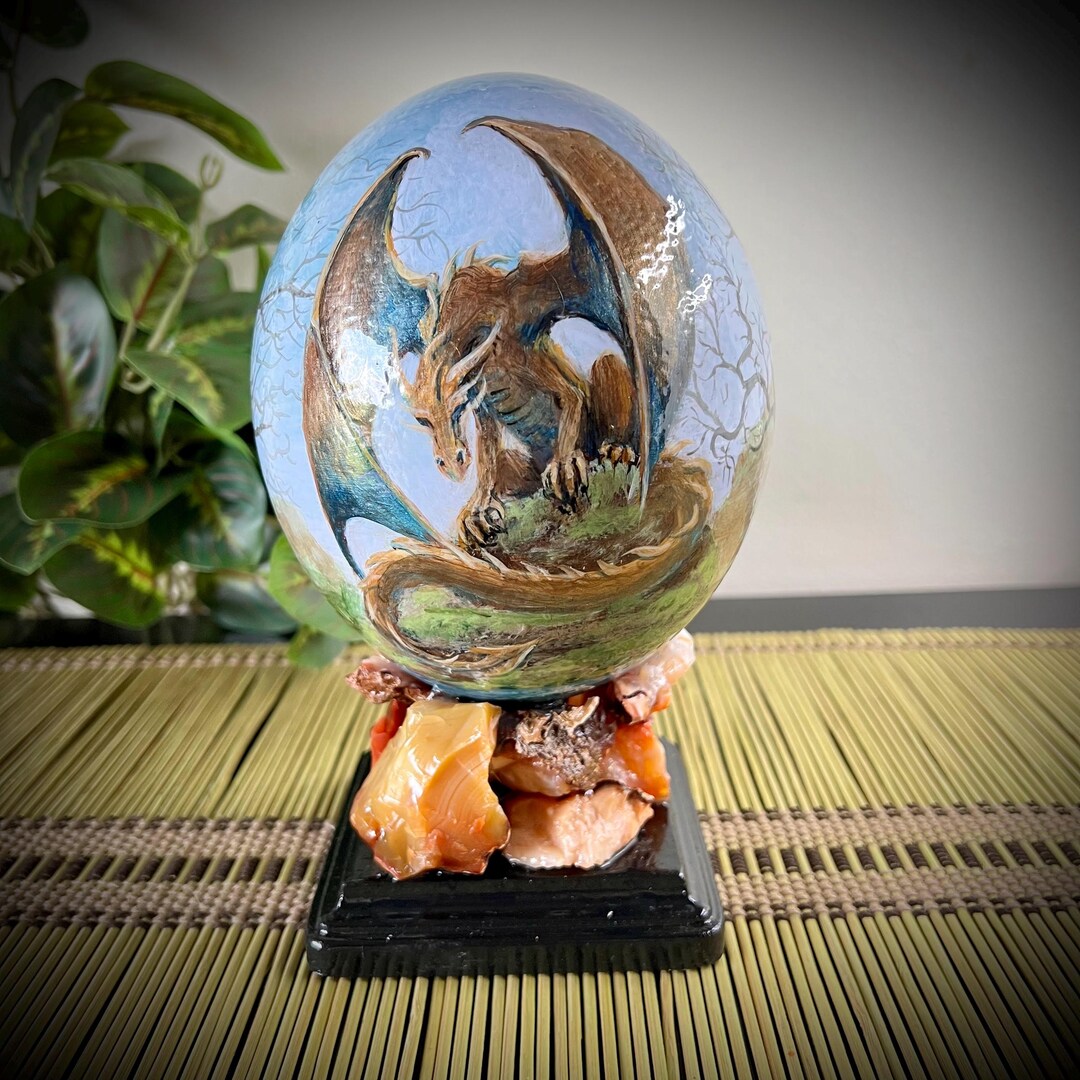 Bronze Dragon - Hand Painted Ostrich Egg - Etsy