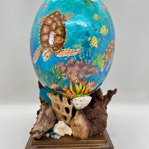 Sea Turtles - Hand Painted Ostrich Egg - Etsy