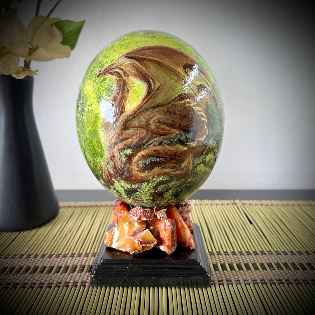 Resting Dragon - Hand Painted Ostrich Egg - Etsy