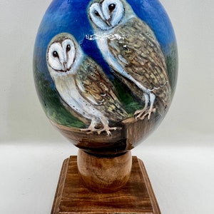 Barn Owls - Hand Painted Ostrich Egg - Etsy
