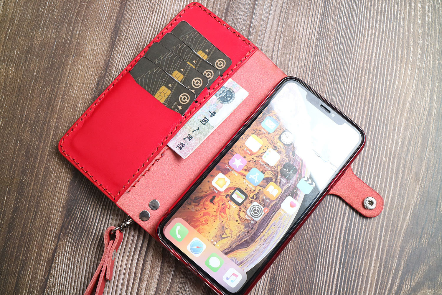 Wristlet Book Style iPhone 11 Pro Max Leather Wallet Case | Etsy