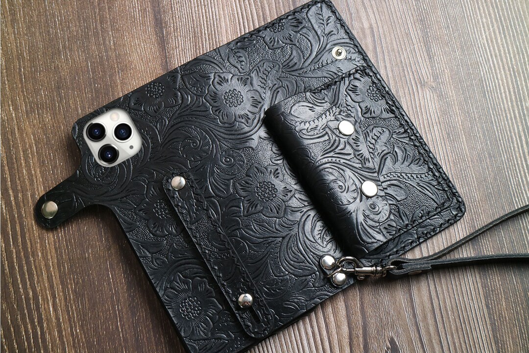 Wristlet Tooled Leather iPhone 15 Pro Max/15 Plus/14 Pro Max/14 Plus X ...