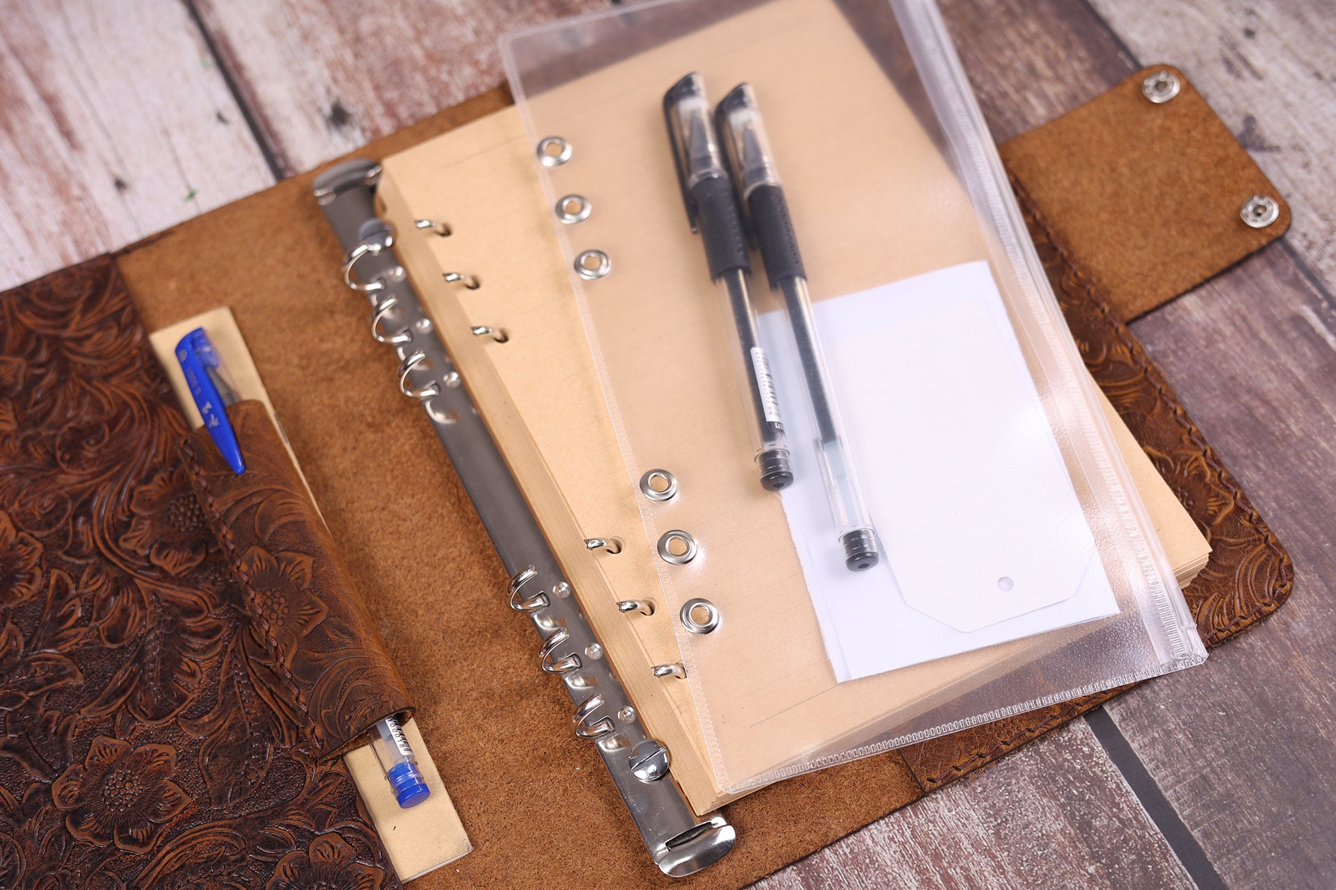 Personalization A5 / A6 6 Ring Leather Journal Embossed - Etsy