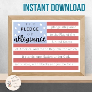 Pledge of Allegiance Homeschool Printable | Patriotic Wall Art ...