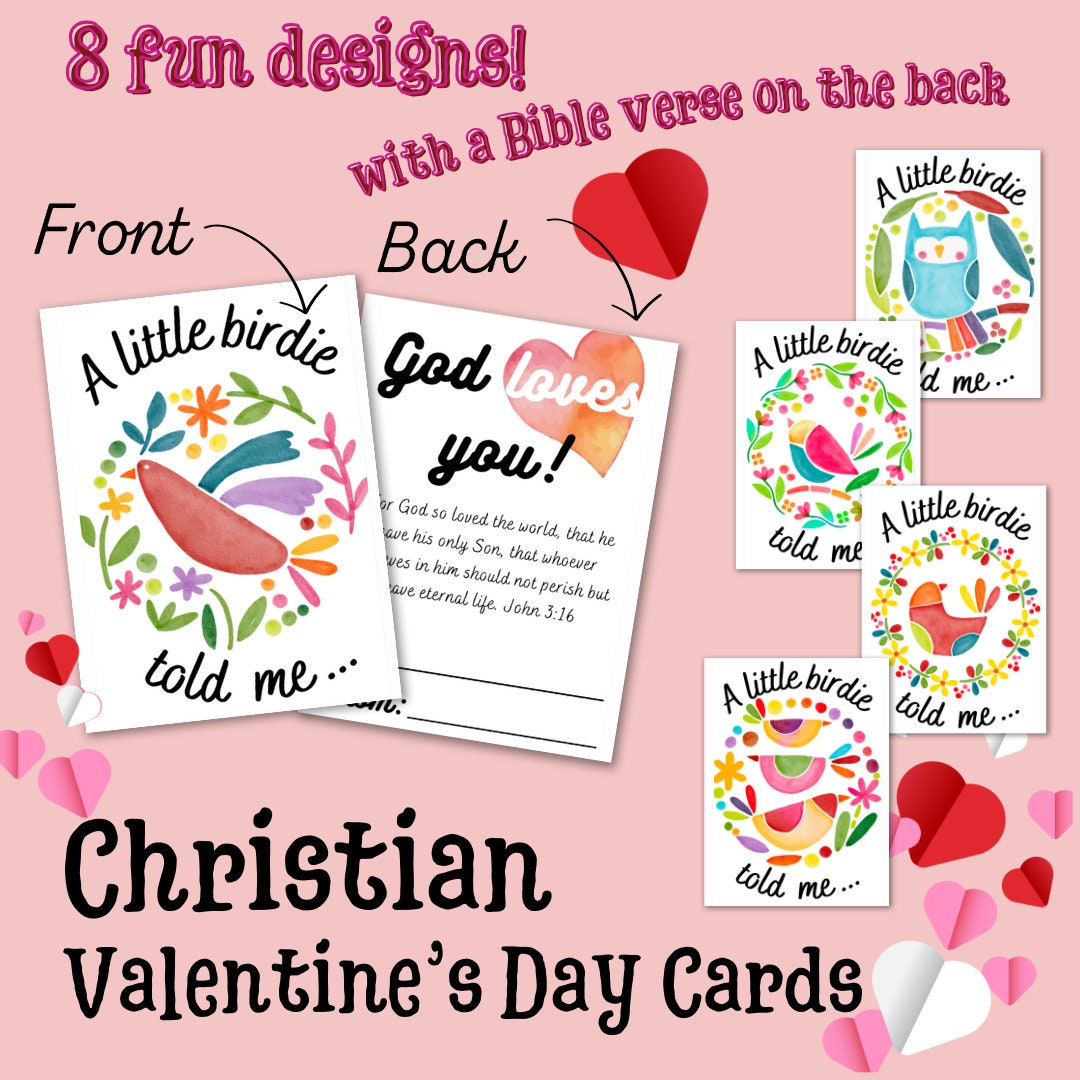 Christian Valentine's Day Card Printables for Kids - Etsy