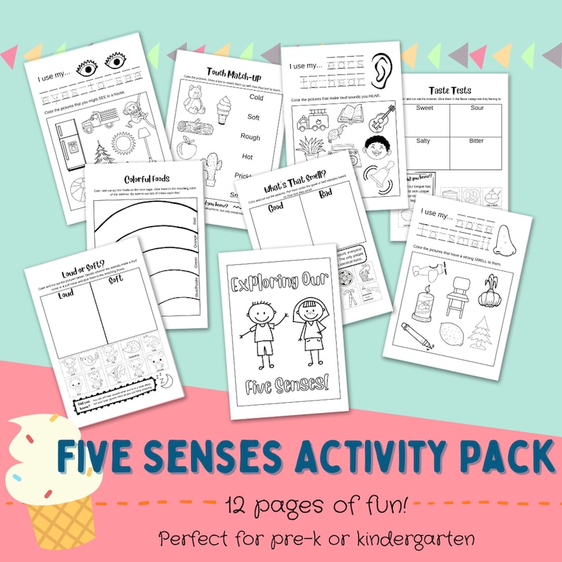 Five Senses Activity Pack | Homeschool Worksheets | Prek Kindergarten ...