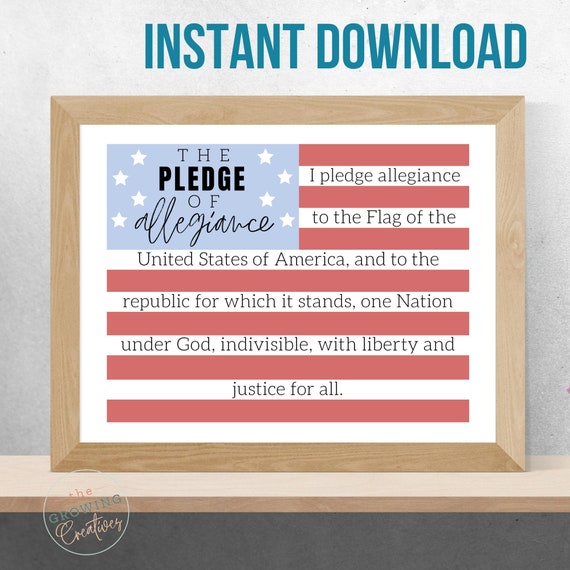 Pledge of Allegiance Homeschool Printable Patriotic Wall Art | Etsy