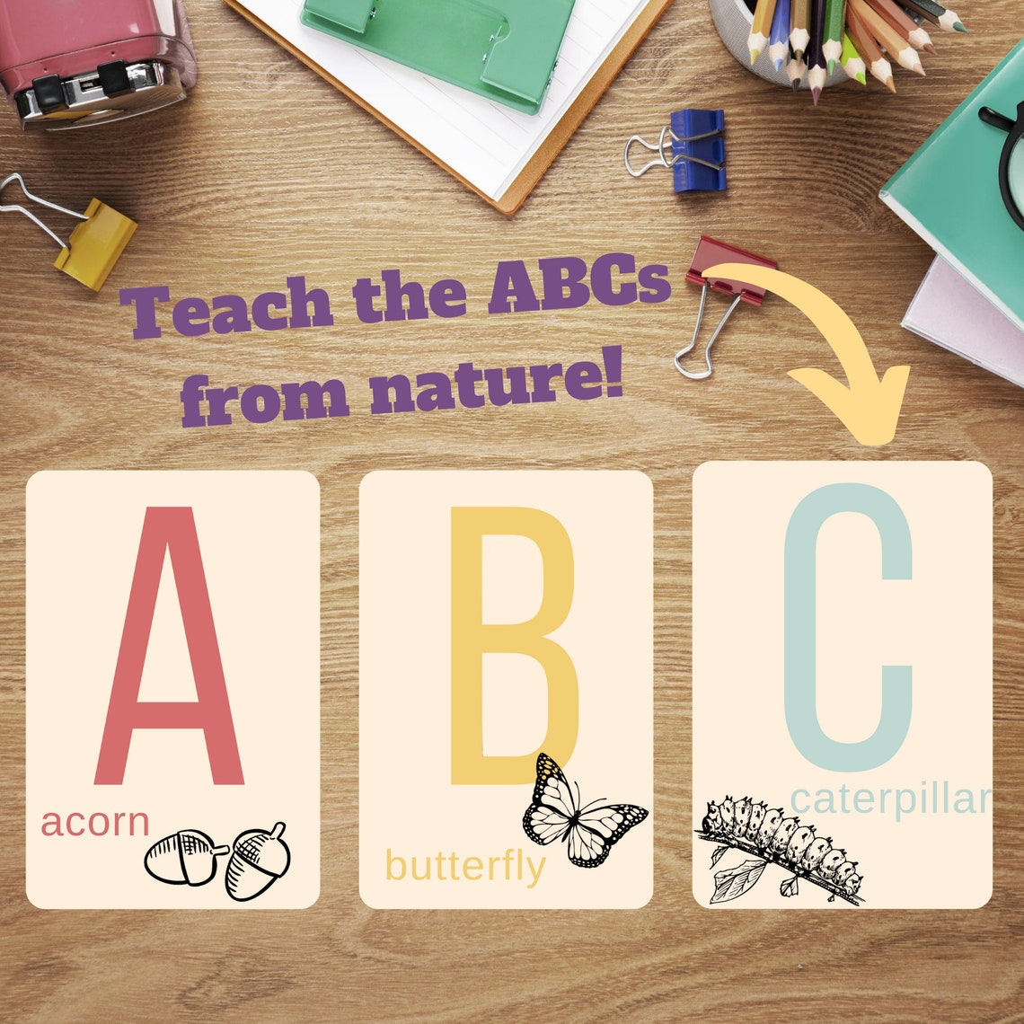 Nature Themed ABC Flash Cards | Educational Printables for Preschool ...