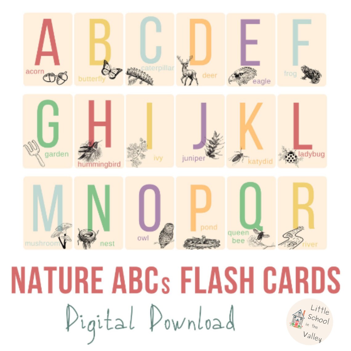 Nature Themed ABC Flash Cards | Educational Printables for Preschool ...